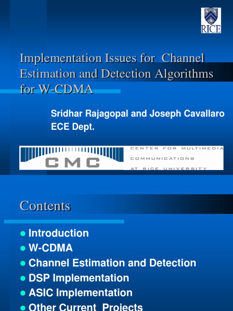 Implementation Issues For Channel Estimation and Detection Algorithms For W-CDMA | PDF | Digital ...