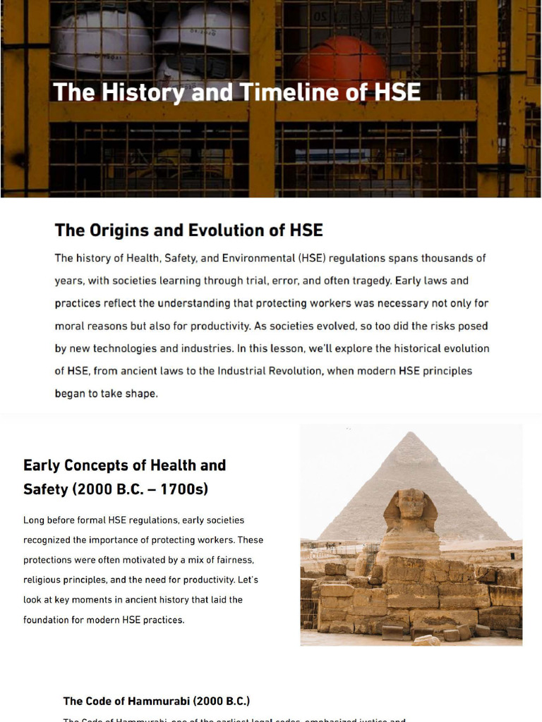 1.1.2a The History and Timeline of HSE | PDF | Occupational Safety And ...