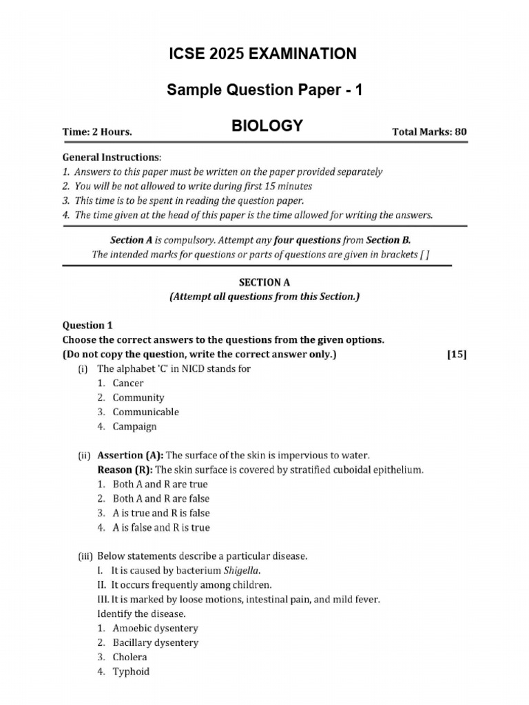 Class IX - Biology - Biology 2025 Set - 1 | PDF