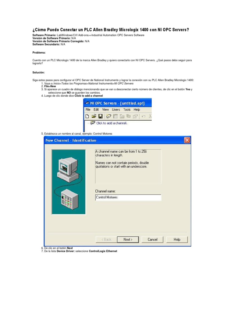 Conectar Un PLC Allen Bradley Micrologix 1400 Con NI OPC Servers | PDF | Point and Click | Software