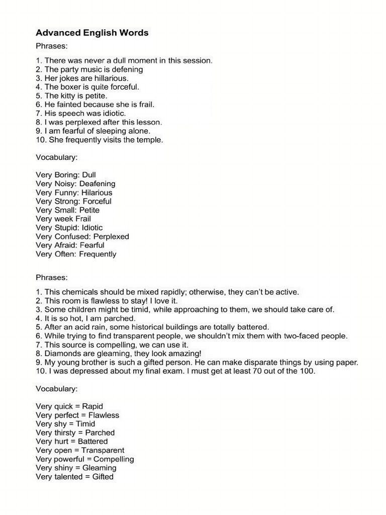 Advanced English Words | PDF