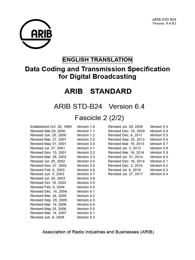 ARIB STD-B24v6 - 4-2p3-2-E1 | PDF | Xml | Xhtml