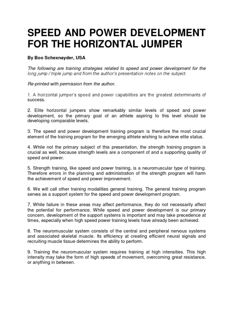 Speed and Power for Jumpers | PDF | Endurance | Muscle