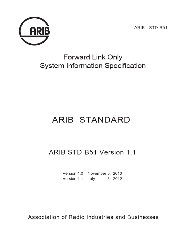 ARIB STD-B51 Forward Link Specification | PDF | Xml Schema | Uniform ...