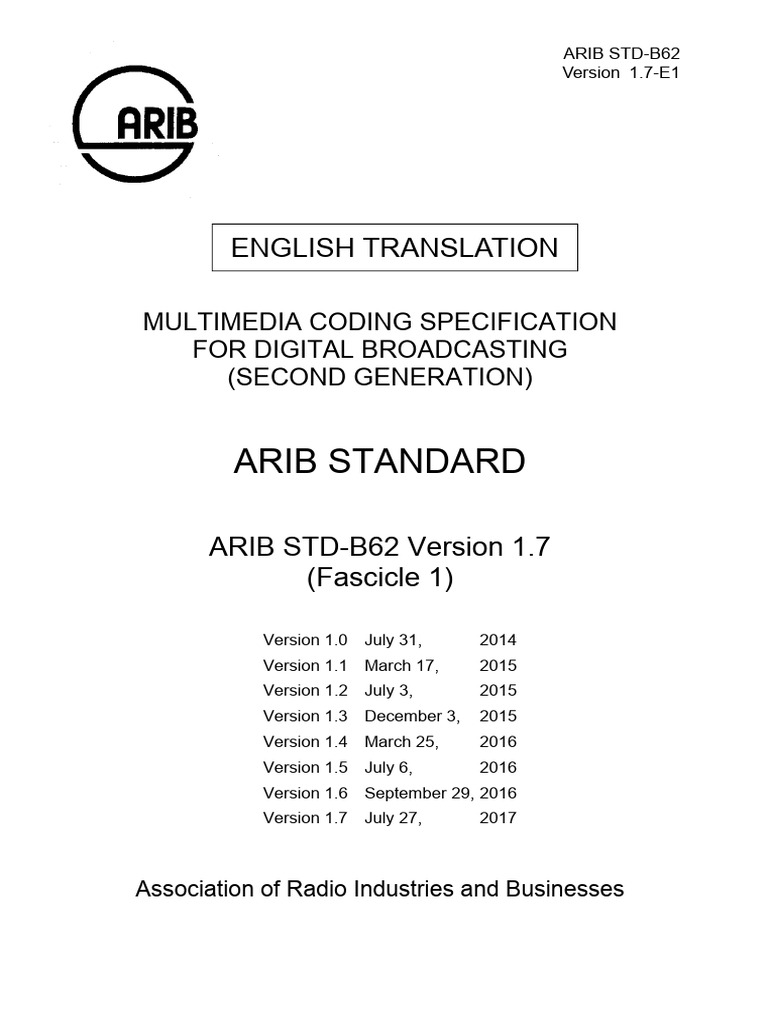 ARIB STD-B62v1 - 7-1p2-E1 | PDF | Video | Broadband