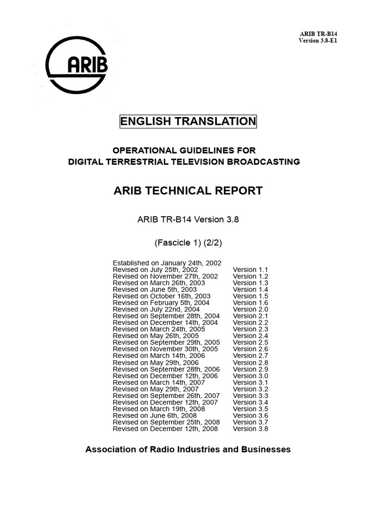 ARIB TR-B14v3 - 8-1p3-2-E1 | PDF | Data Compression | Broadcasting