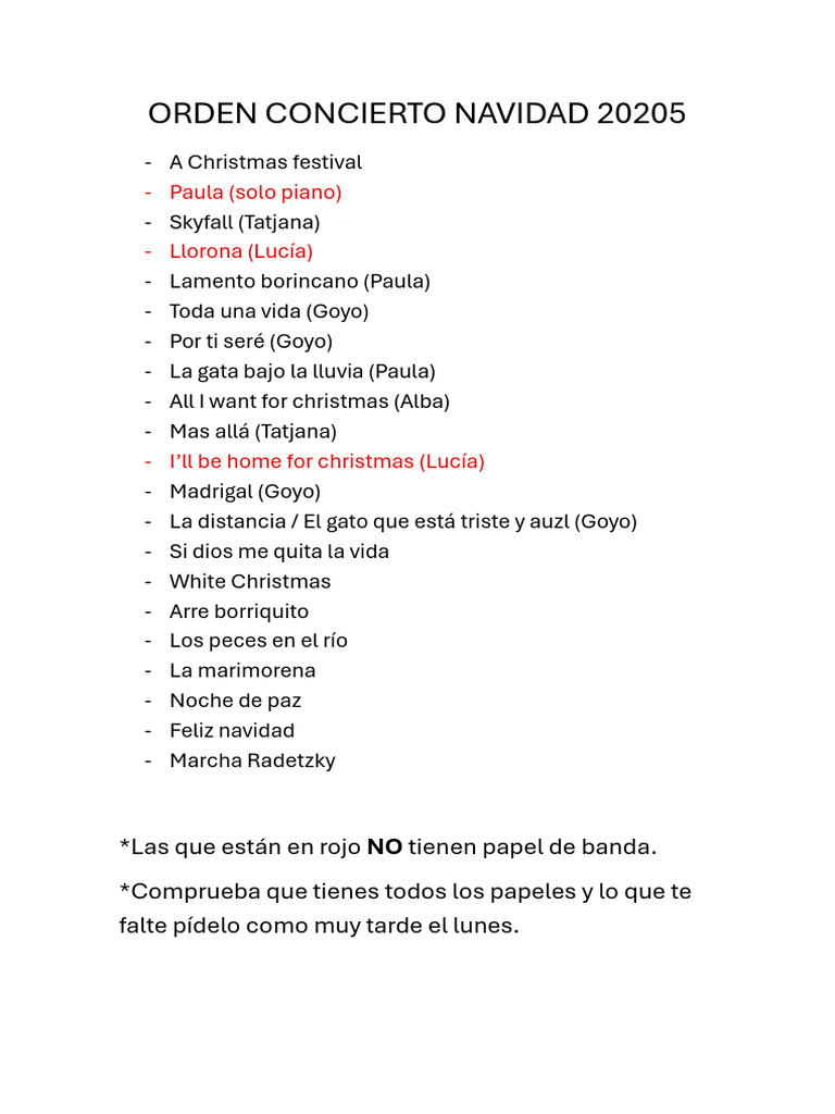 Orden Concierto Navidad 20205 | PDF