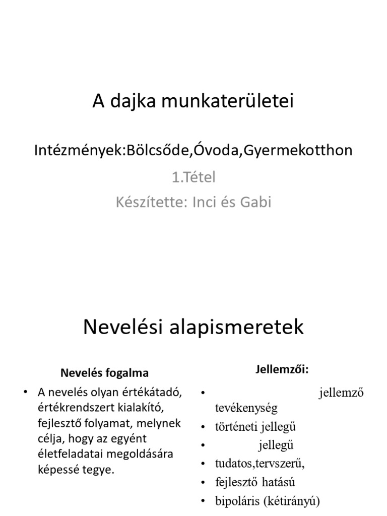 A Dajka Munkaterületei 1.tétel | PDF