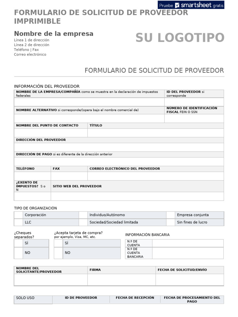 IC Printable Vendor Application Form 10895 WORD ES | PDF | Red mundial ...