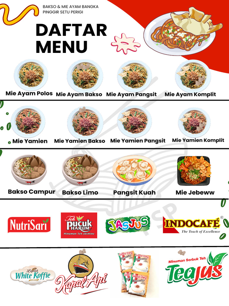 Merah Dan Putih Illustrasi Menu Makanan | PDF