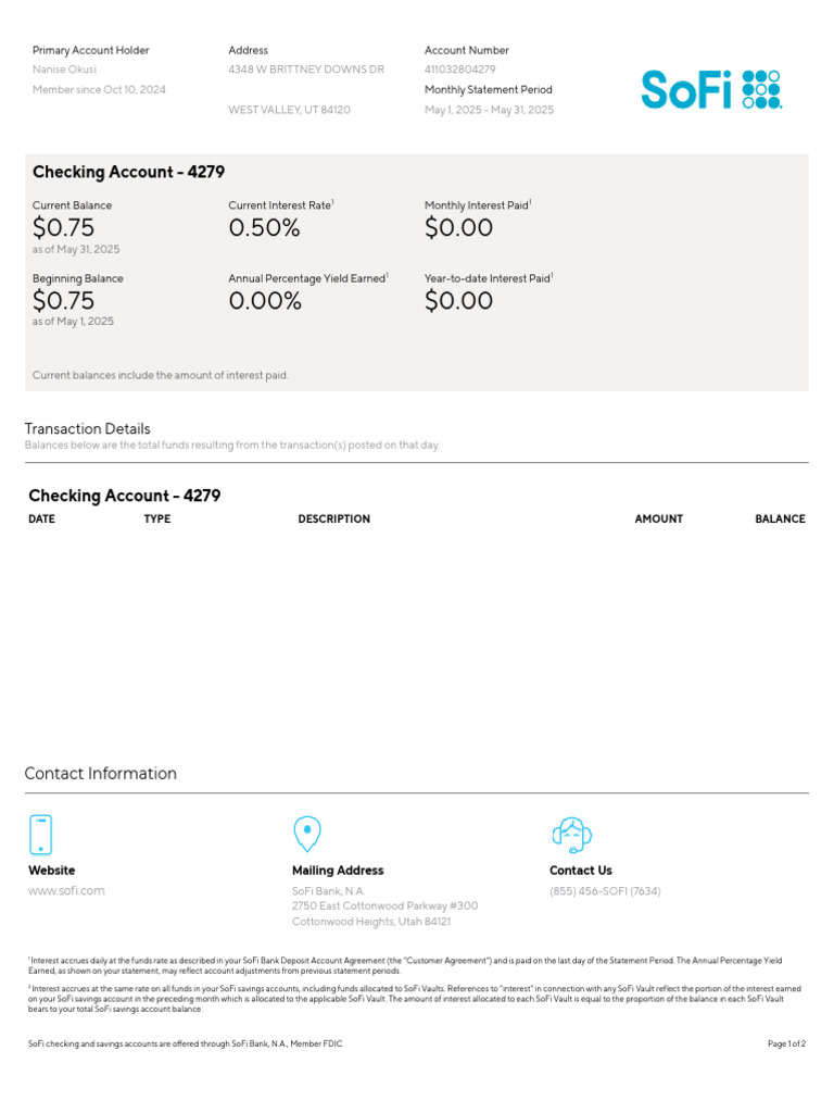 Checking Account - 4279: Transaction Details | PDF | Banks | Interest