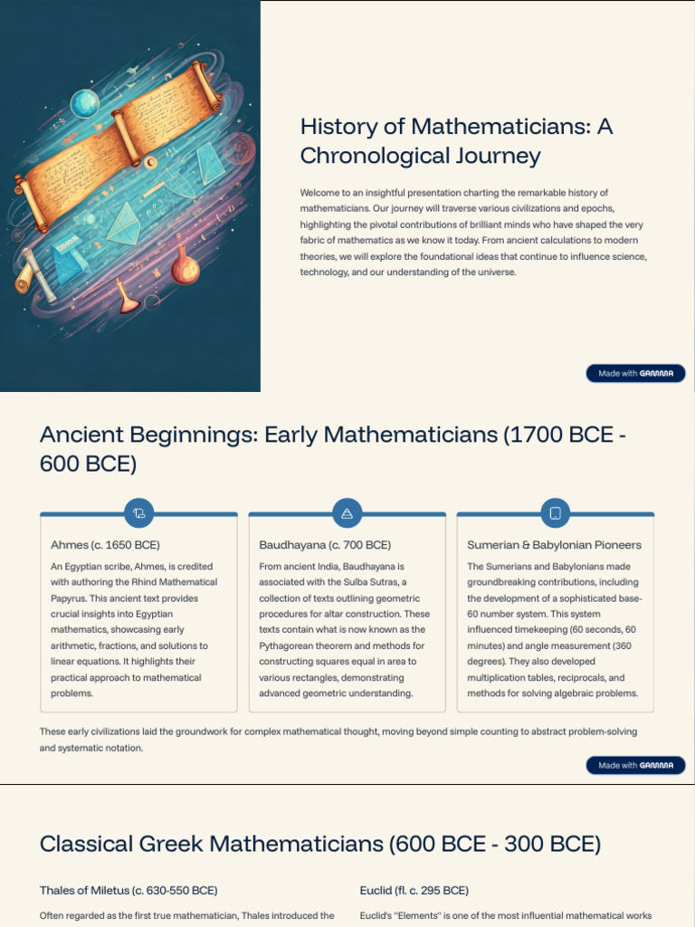 History of Mathematicians Explained | PDF | Geometry | Mathematics