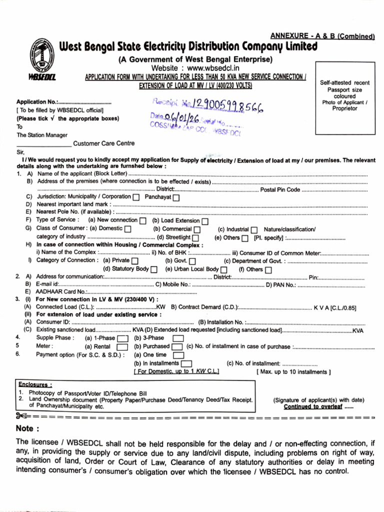 Application for New Electricity Connection | PDF | Payments