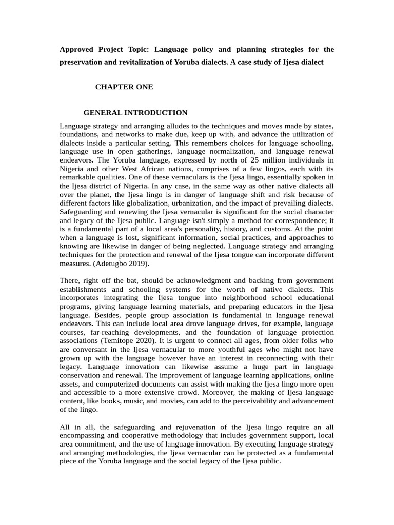 Ijesa Dialect Preservation Strategies | PDF | Linguistics | Methodology
