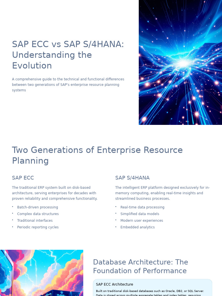 SAP ECC vs S/4HANA: Key Differences Explained | PDF | Databases | Analytics