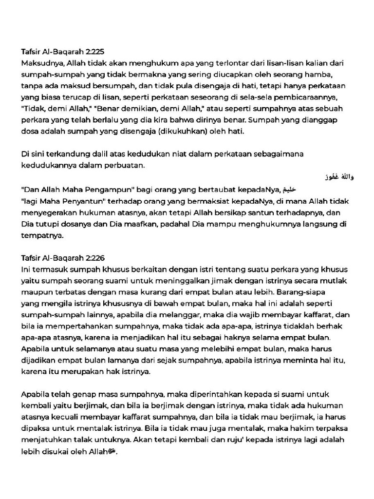Tugas Tadabbur Maryam Ruslan, QS. Al-Baqoroh 225-237 | PDF
