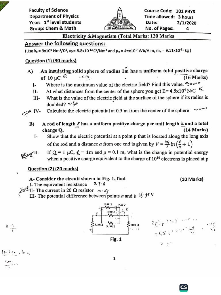 Phys 101 Final 2021 | PDF