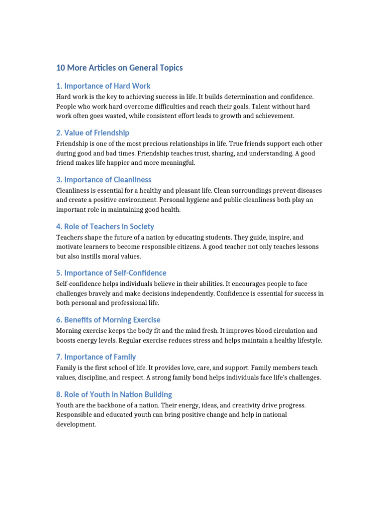 10 More General Topic Articles | PDF