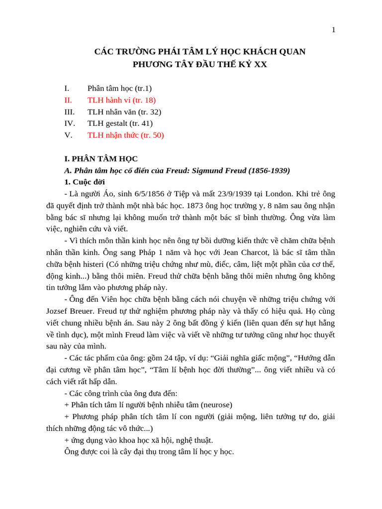 CÁC-TRƯỜNG-PHÁI-TÂM-LÝ-HỌC-KHÁCH-QUAN-PHƯƠNG-TÂY-ĐẦU-THẾ-KỶ-XX-Gửi-HV | PDF