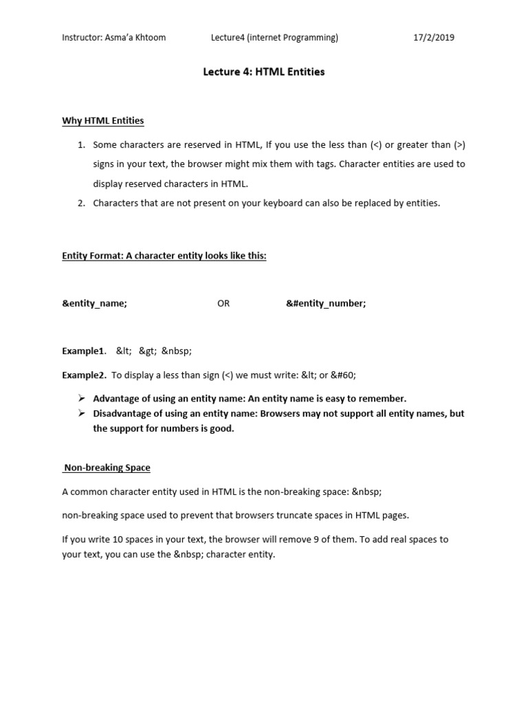 Understanding HTML Entities Explained | PDF