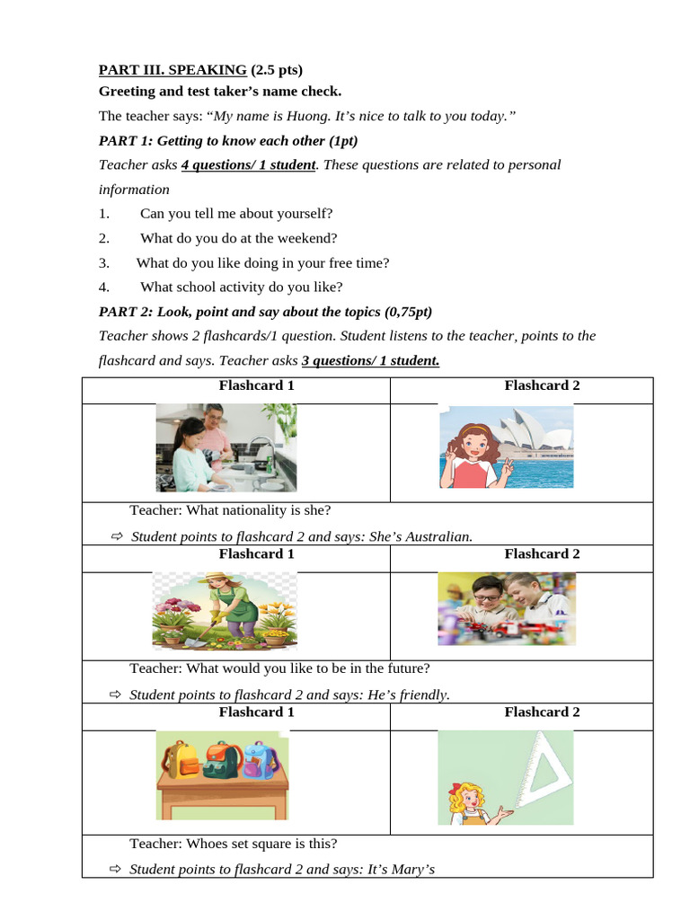 Speaking Test: Personal Interaction Guide | PDF