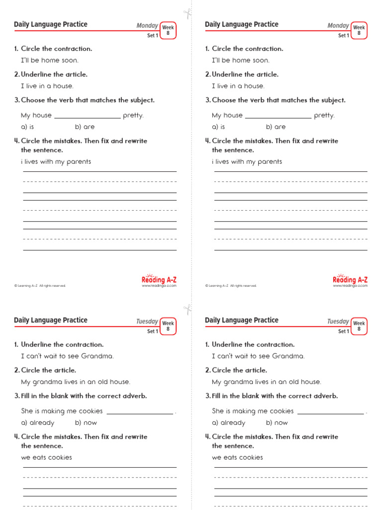Daily Language Practice Worksheets | PDF | Verb | Linguistics