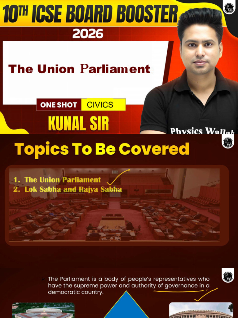 The Union Parliament Class Notes | PDF