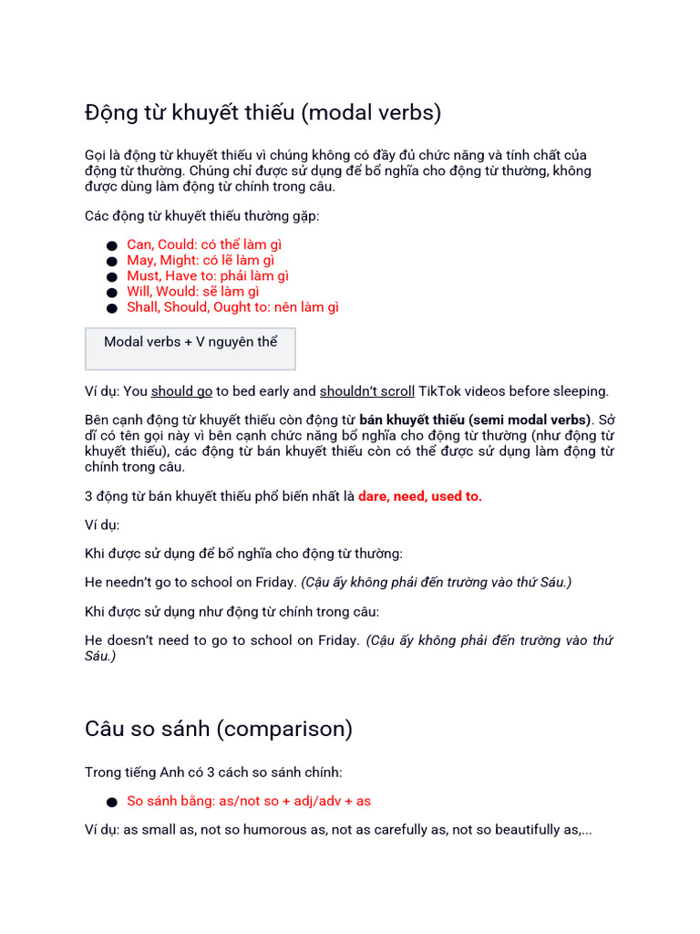 Modal Verbs and Comparison | PDF