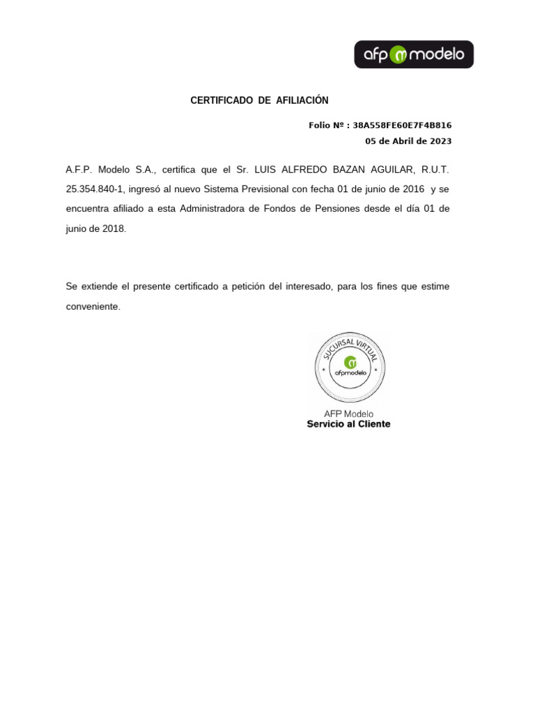 Afp Modelo 2023 | PDF