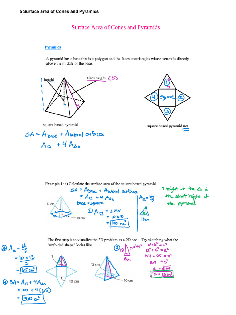 5 Surface Area of Cones and Pyramids - Copy (1) (1) | PDF