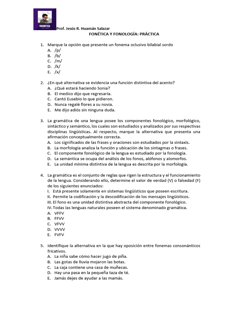 Fonética y Fonología - Practica | PDF | Fonología | Fonema