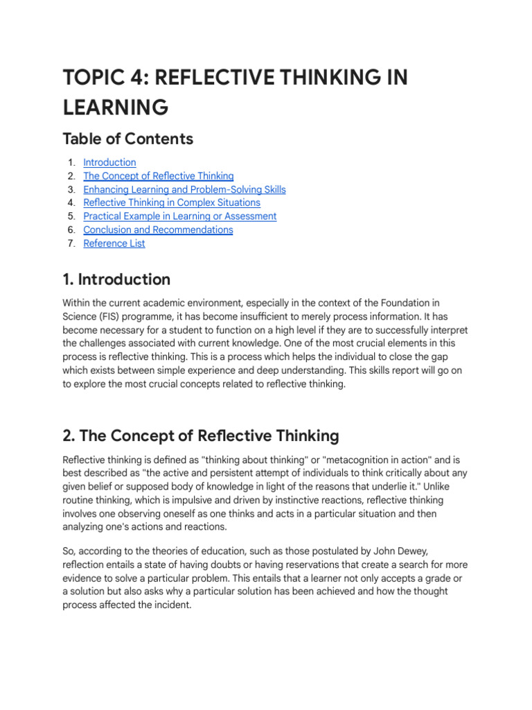 Thinking Skill Assignment | PDF | Thought | Learning