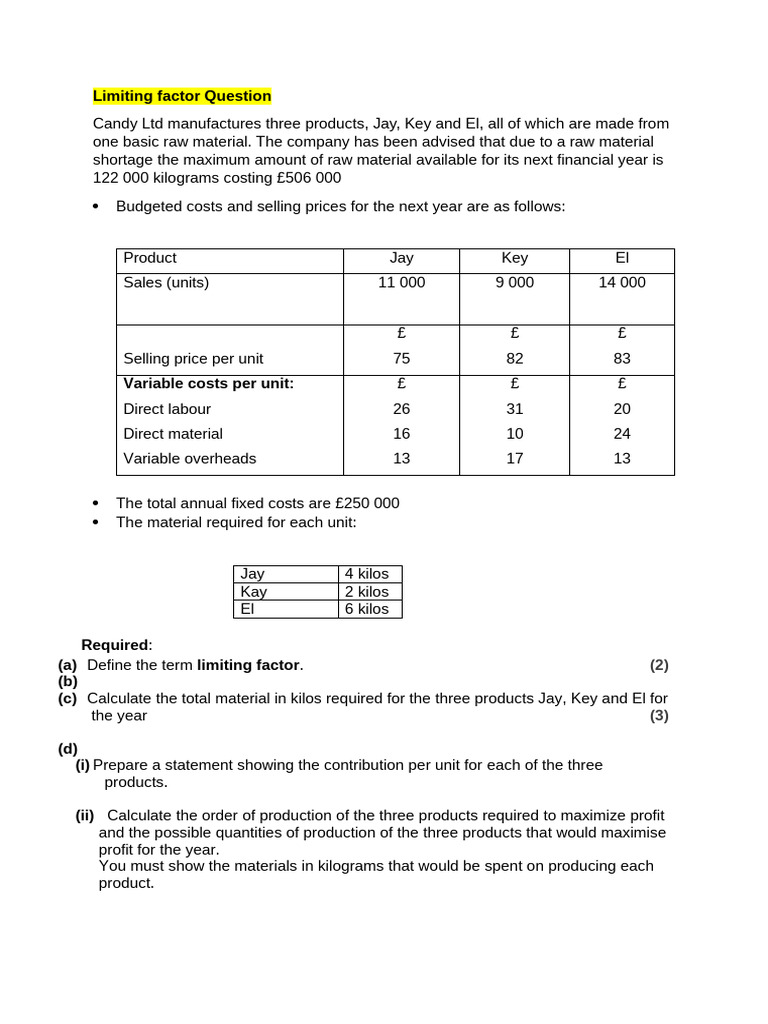 Limiting Factor Tutorial | PDF