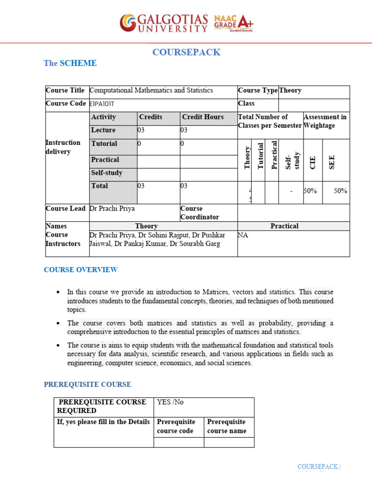 Computational Mathematics Course Overview | PDF | Probability ...