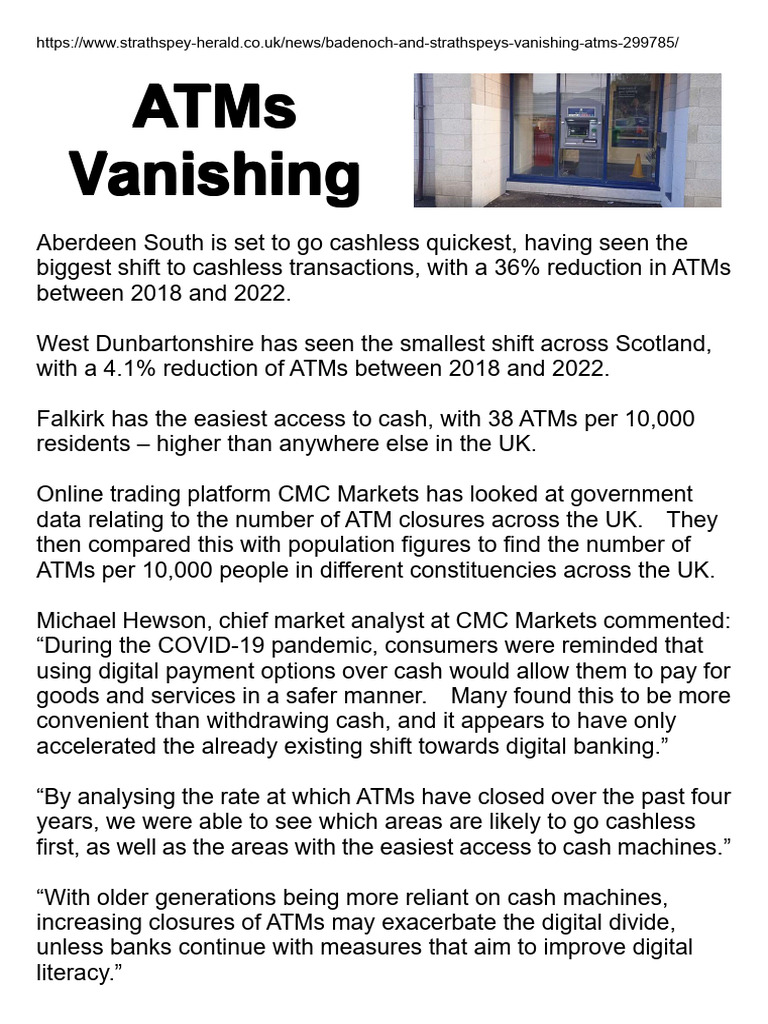 ATMs Vanishing | PDF