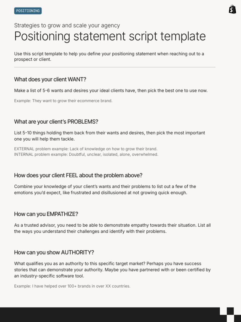Positioning Statement Script Template (1) | PDF