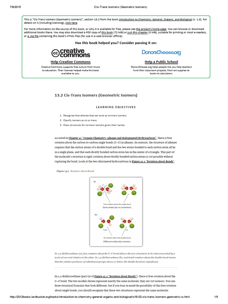 Understanding Cis-Trans Isomers in Chemistry | PDF | Isomer | Molecules