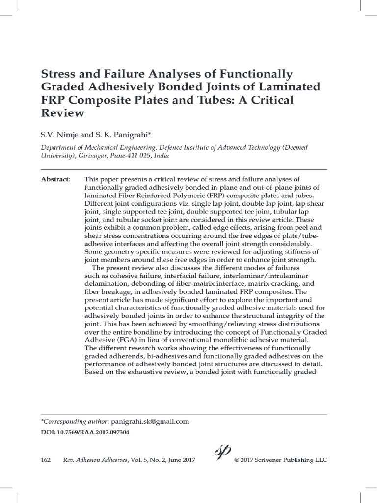 View of Stress and Failure Analyses of Functionally Graded Adhesively ...