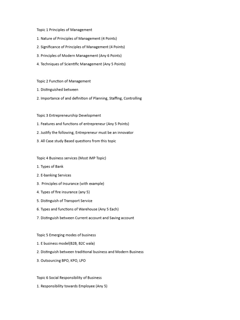 12th OCM Imp Question From Each Topic | PDF