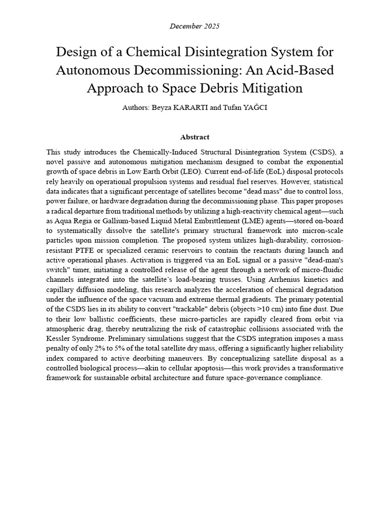 Design of a Chemical Disintegration System for Autonomous ...