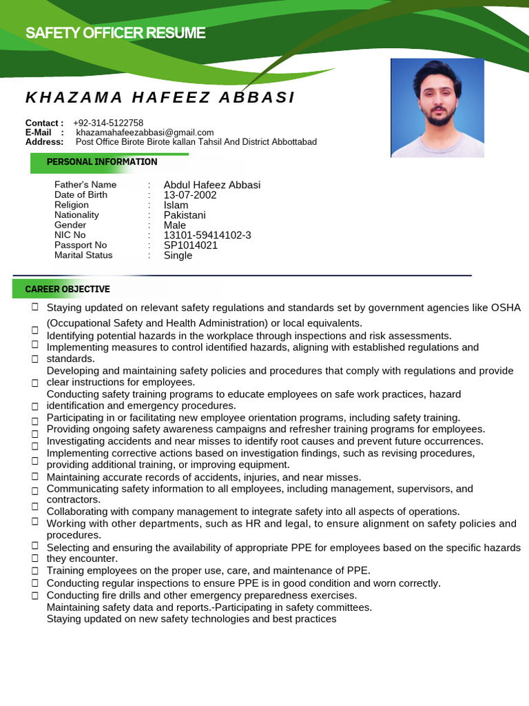Khazama Hse Professinal Cv, | PDF | Occupational Safety And Health | Safety