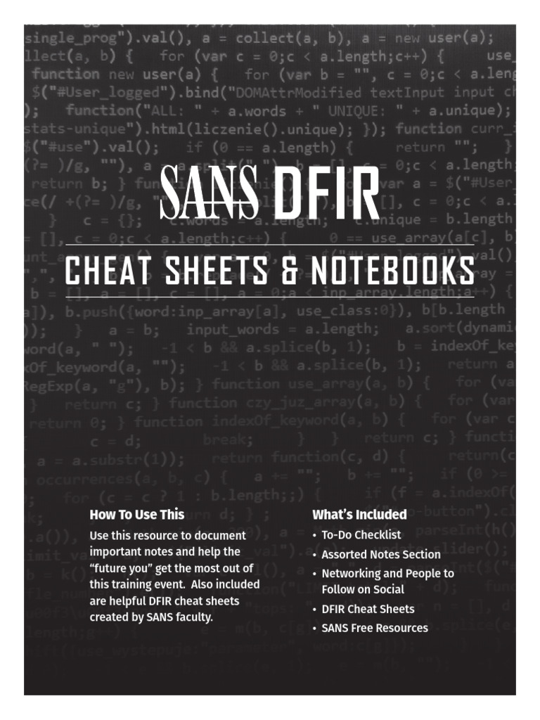 SANS DFIR Cheat Sheet Booklet v2 | PDF | Microsoft Excel | Malware