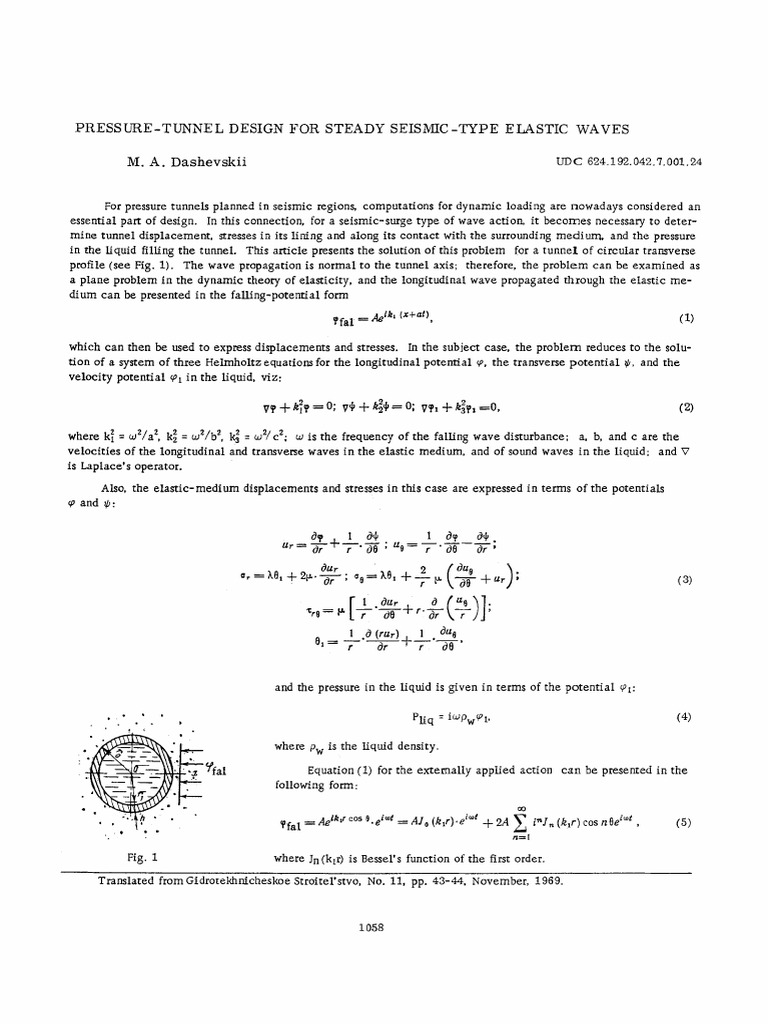 Dashevskii - Pressure-tunnel design for steady seismic-type elastic ...
