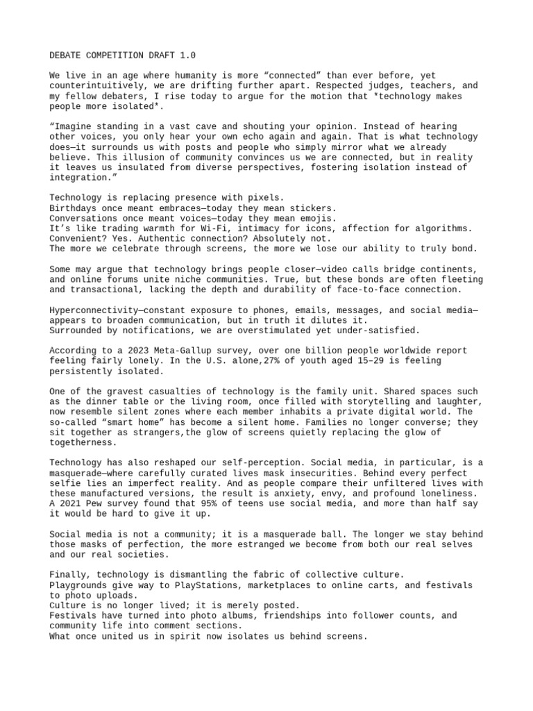 Debate Competition Draft | PDF