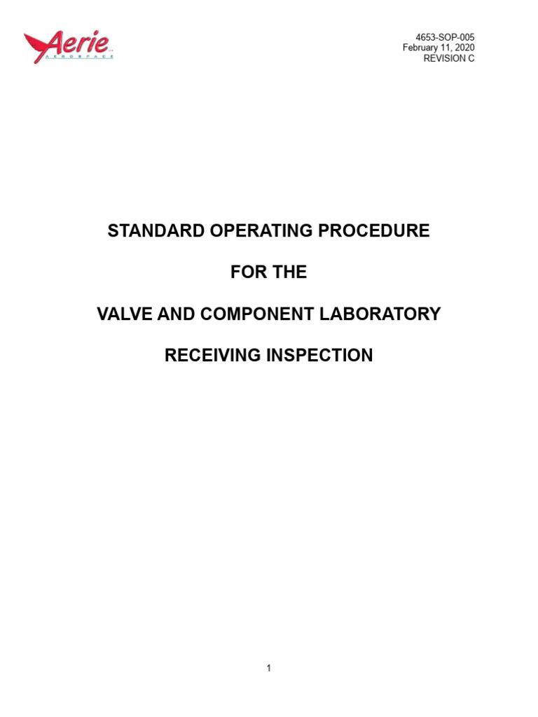 Valve Component Lab Receiving Inspection SOP | PDF | Business