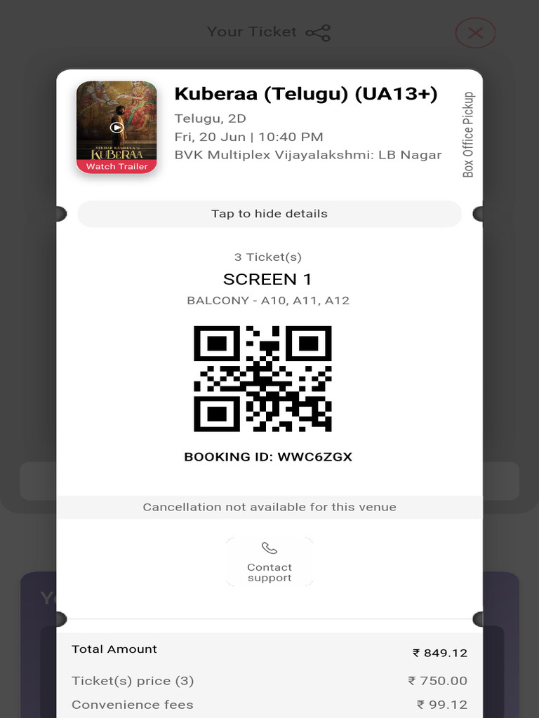Book Tickets for Kuberaa at BVK Multiplex | PDF