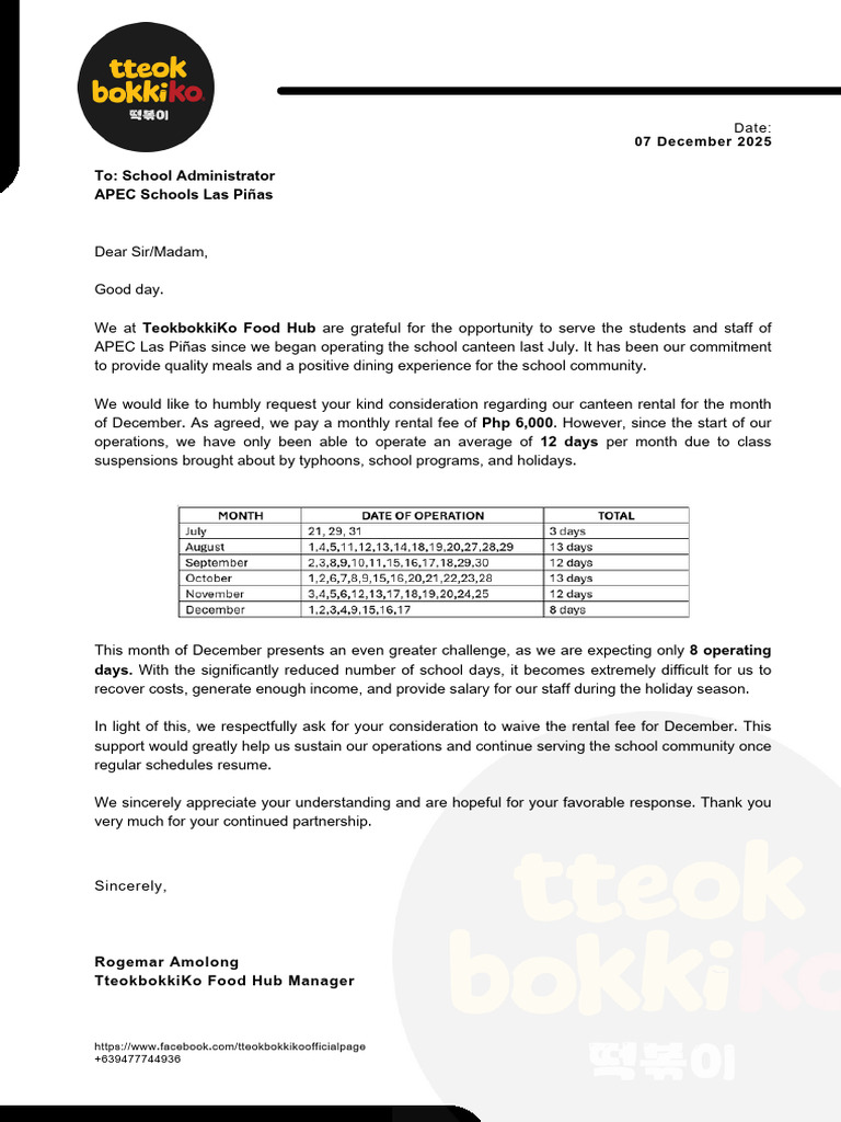 APEC Letter for Consideration | PDF