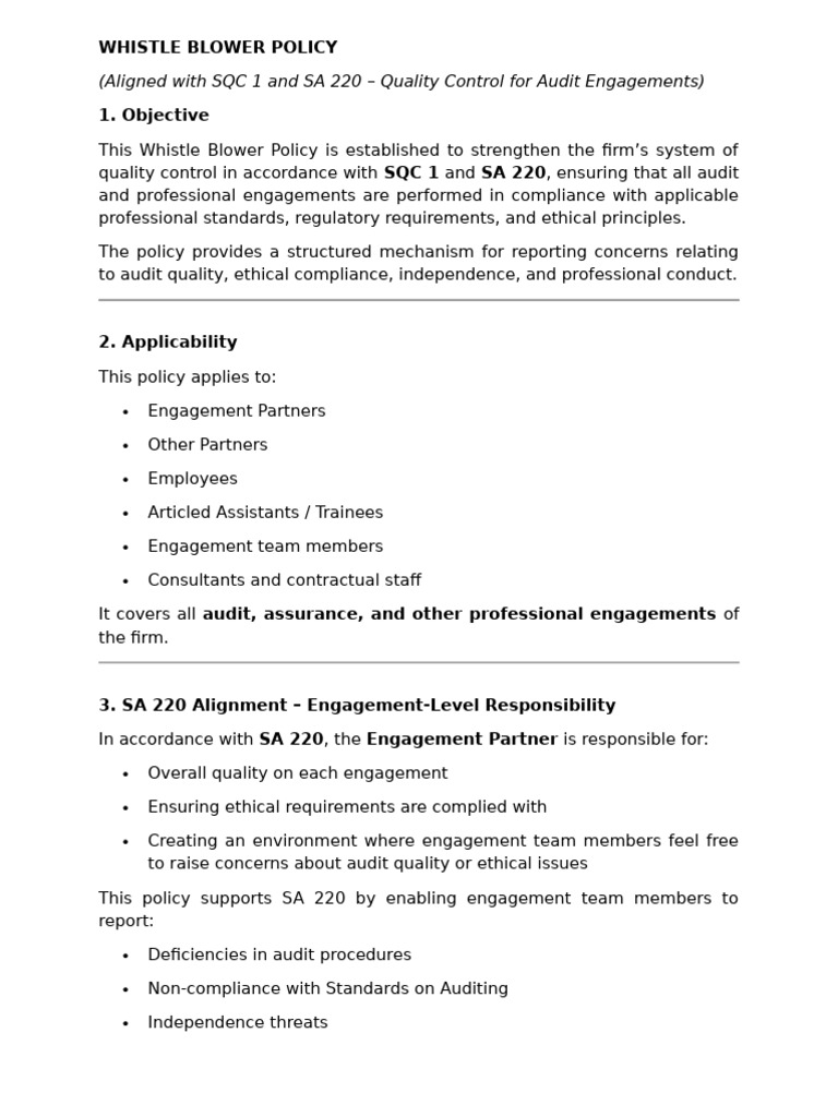 Whistle Blower Policy | PDF | Regulatory Compliance | Audit