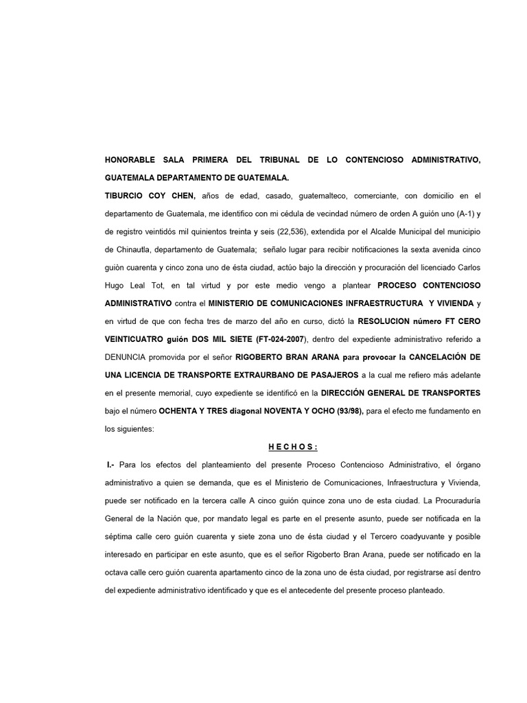 4. Memorial Contencioso Adtivo Tiburcio Coy Chen 2025 | PDF | Impuestos ...
