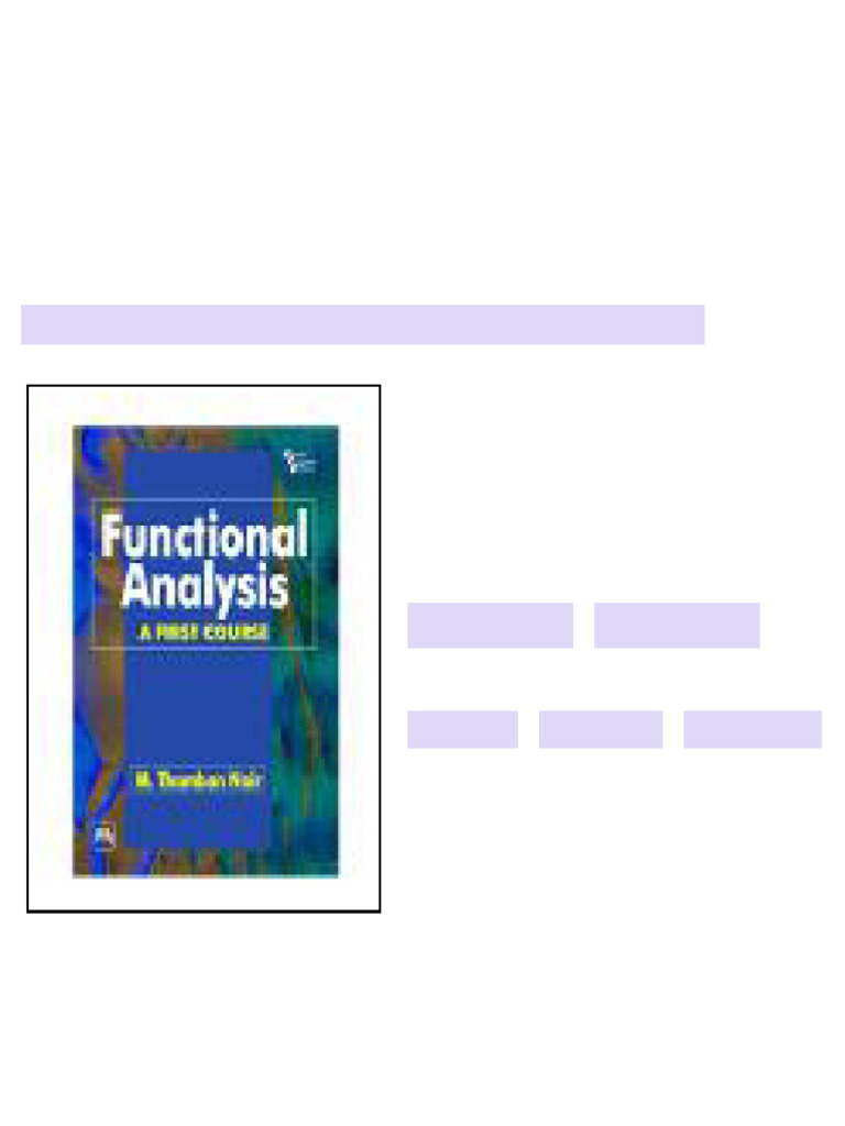 FUNCTIONAL ANALYSIS A FIRST COURSE 1st Edition M. Thamban Nair - ebook and textbook resources ...